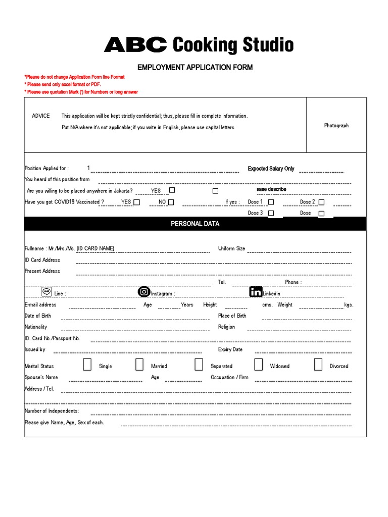 Employment Application Form Template | PDF