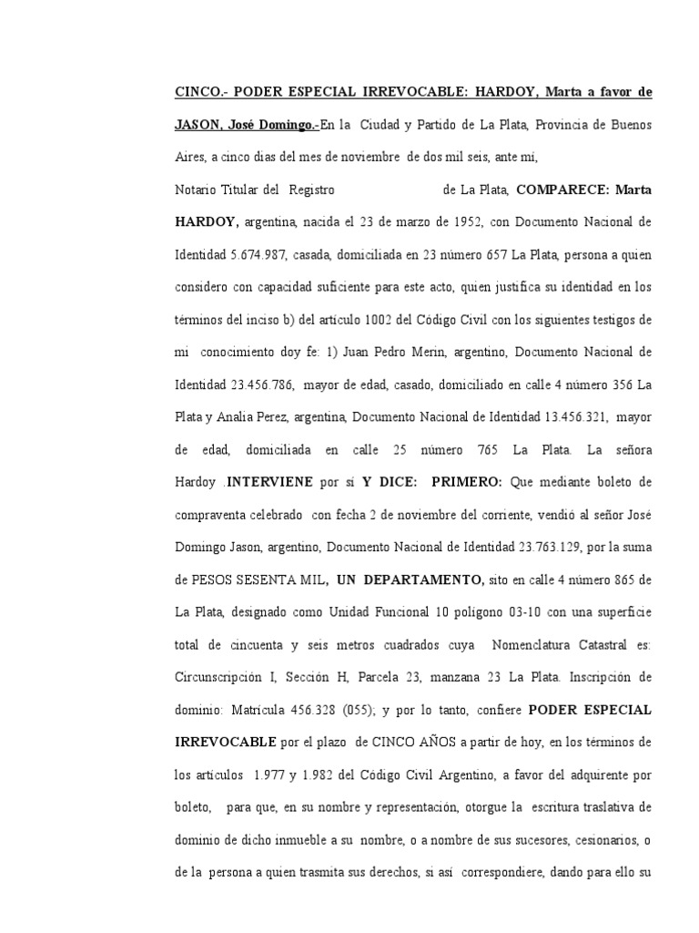 4 Poder Especial Irrevocable | PDF | Ley común | Justicia