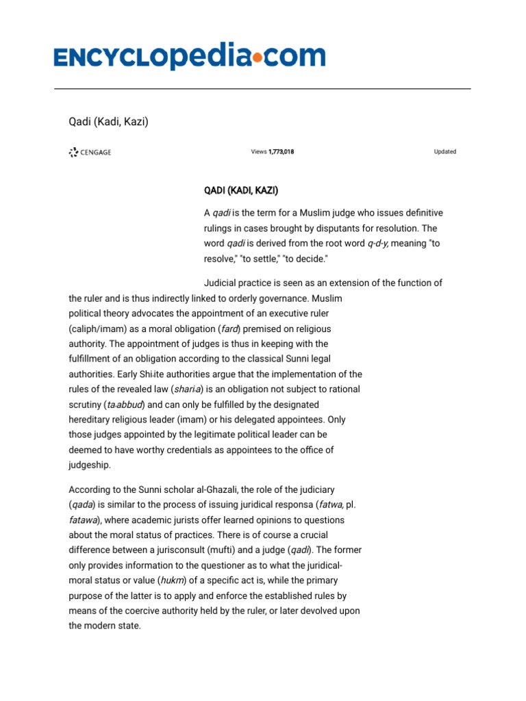 Understanding the Role of Qadis | PDF | Fatwa | Sharia