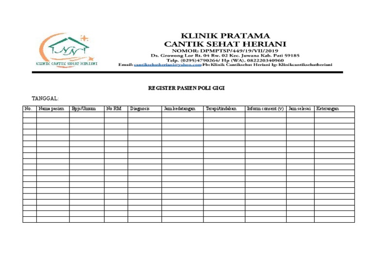 Register Pasien Poli Gigi | PDF