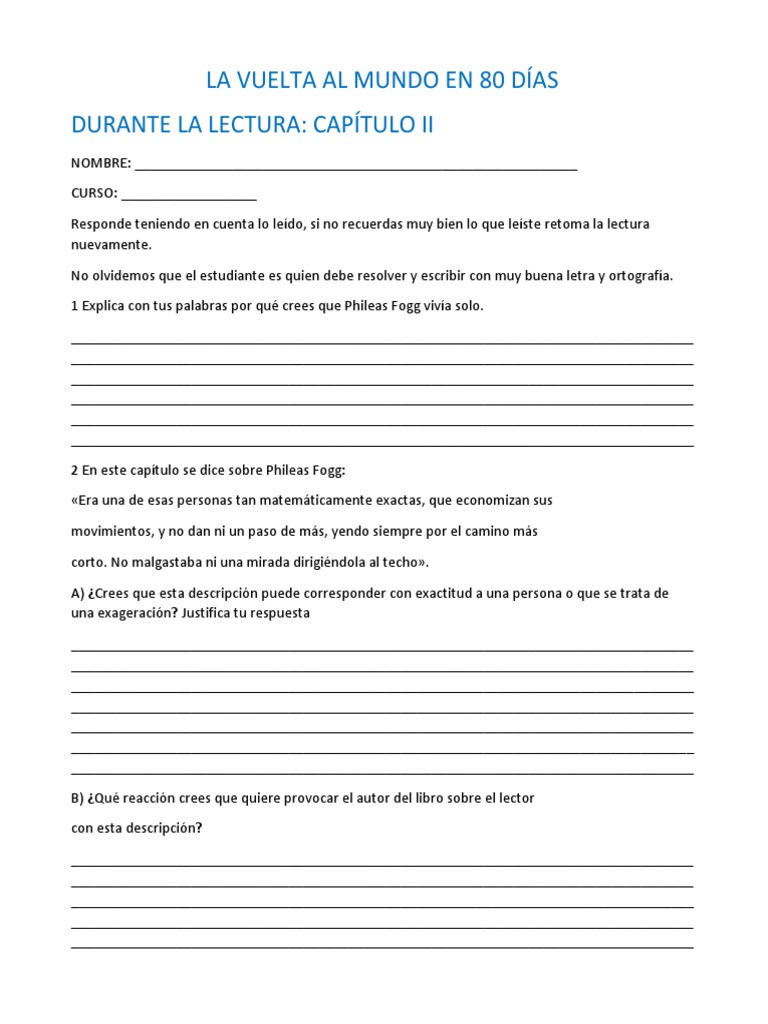 Actividad 2 La Vuelta Al Mundo en 80 Días | PDF | Al rededor del mundo ...
