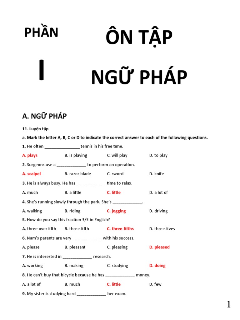 Ôn thi vào 10 Anh 2023 2024 mới nhất PHẦN 1. BÀI TẬP. NGỮ PHÁP.đá | PDF