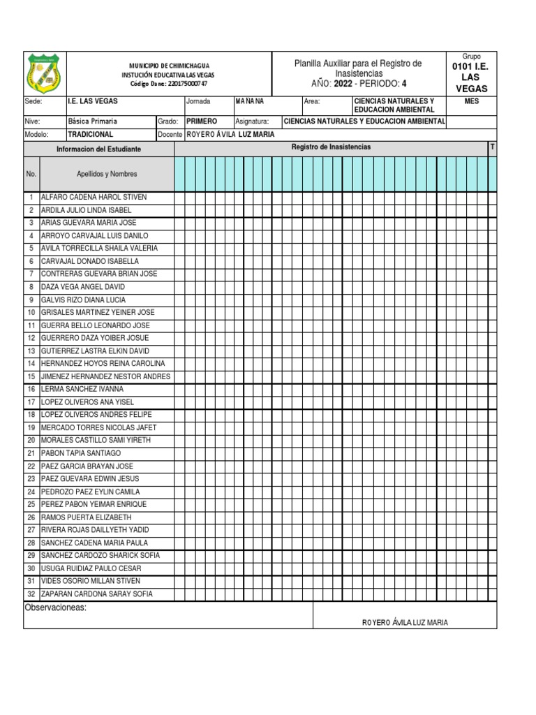 Control Mensual de Asistencias | PDF