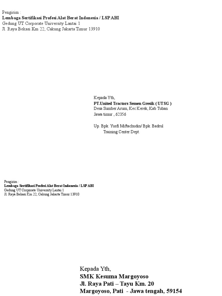 Format Alamat Vendor | PDF