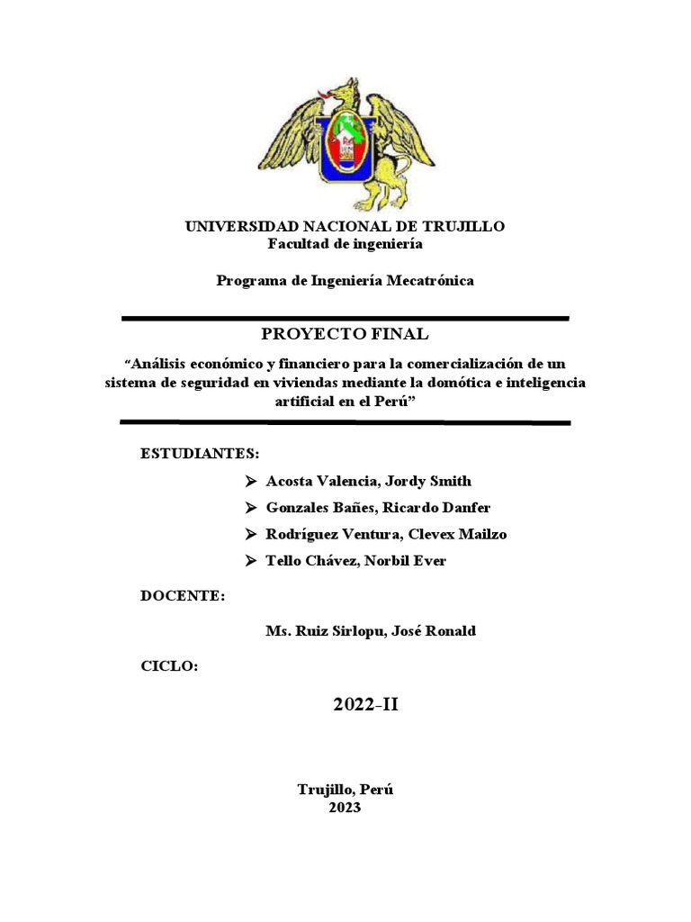 Informe Proyecto Final - Economía | Descargar gratis PDF | Contabilidad | Tasa interna de retorno