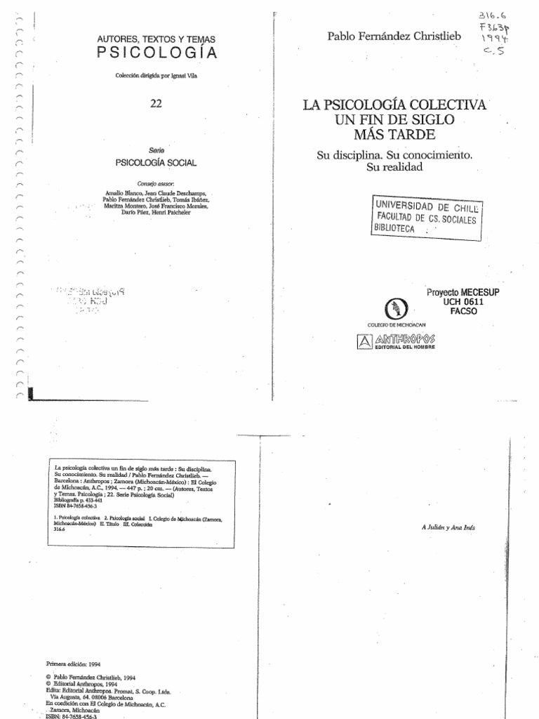 Fern Ndez Pablo 1994 - Una Psicolog A Colectiva de Centros. Pp. 65 85 ...
