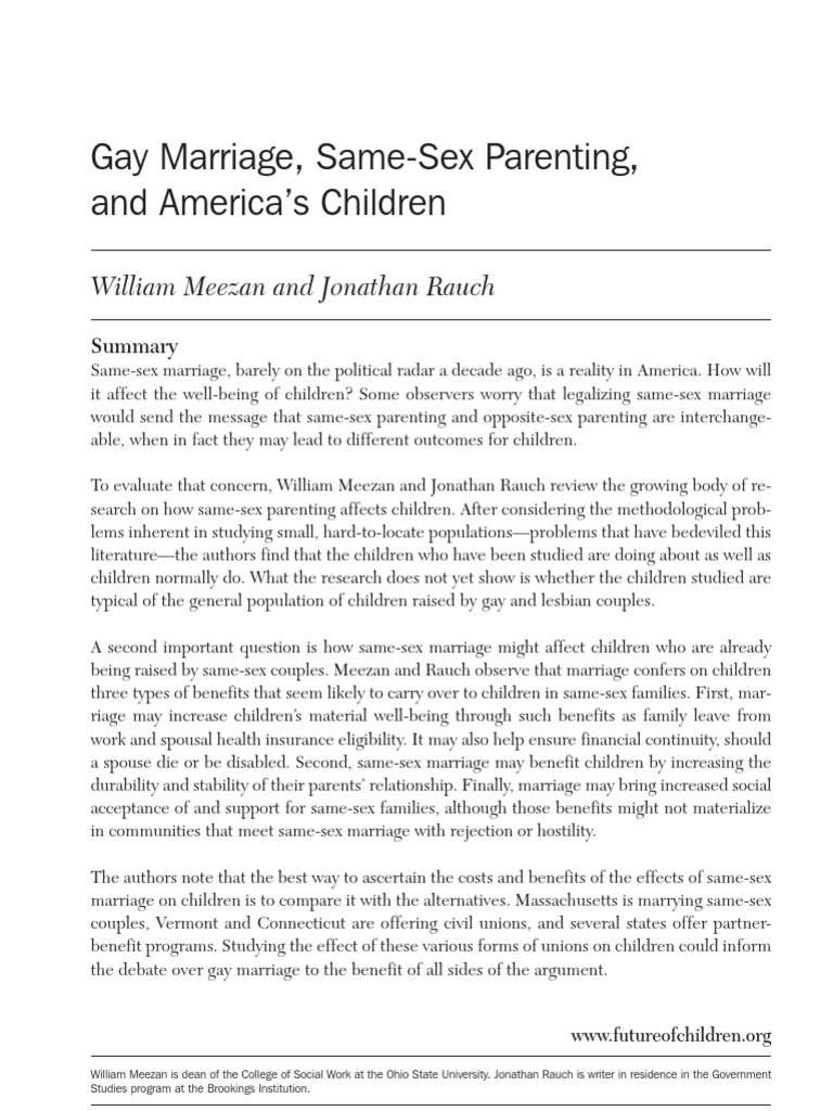 Same Sex Parenting | PDF | Lgbt Parenting | Homosexuality