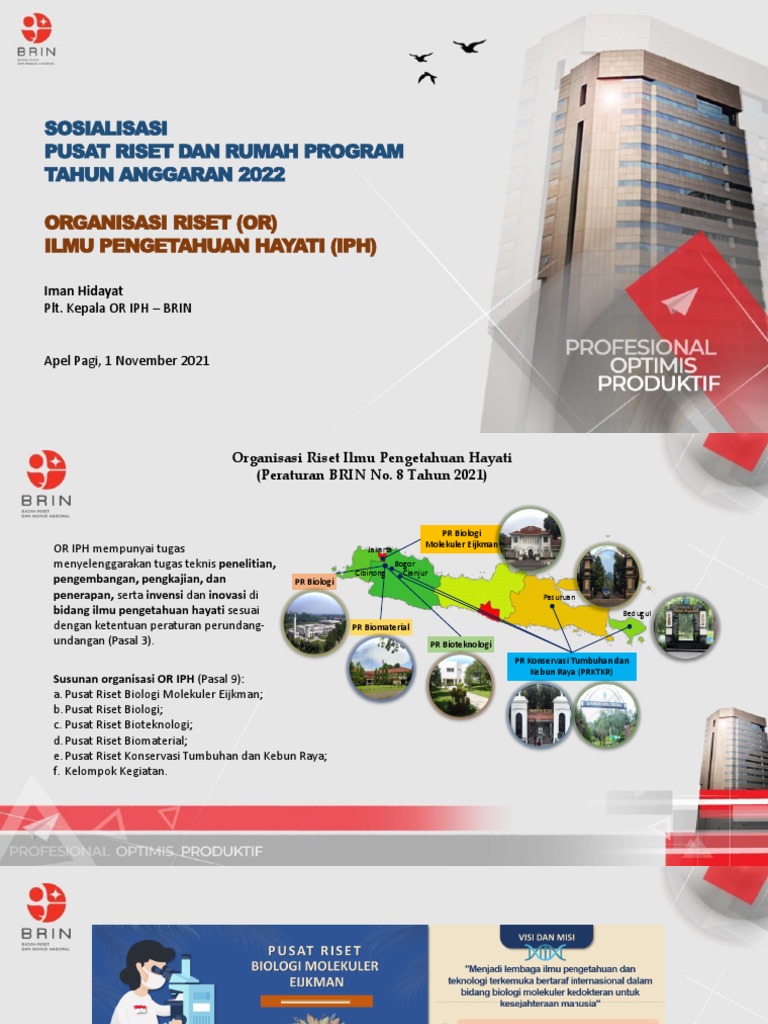 Sosialisasi Pusat Riset Dan Rumah Program Di OR IPH BRIN TA 2022 - 01112021 | PDF