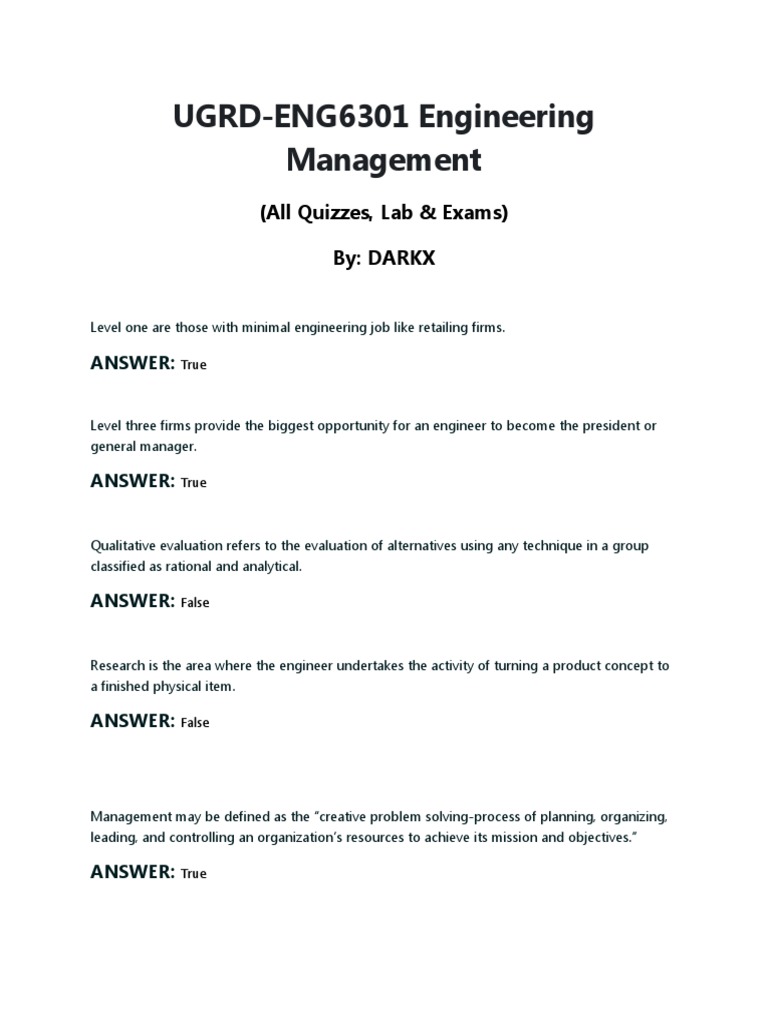Engineering Management Midterm Review | PDF