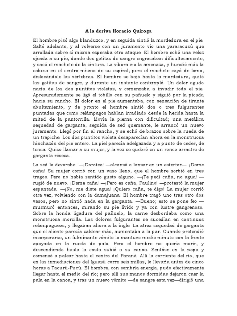 Guía A La Deriva Horacio Quiroga | PDF