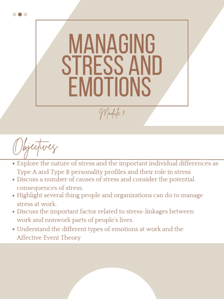 Managing Stress and Emotions | PDF | Stress (Biology) | Emotions