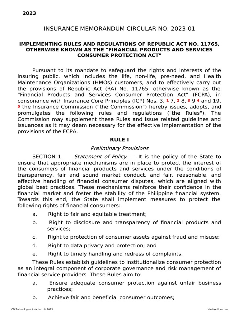 Insurance Memorandum Circular No. 2023-01 | PDF | Regulatory Compliance | Information Security
