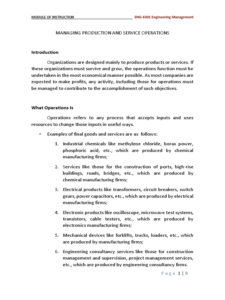 Operations Management in Engineering | PDF | Inventory | Lean Manufacturing