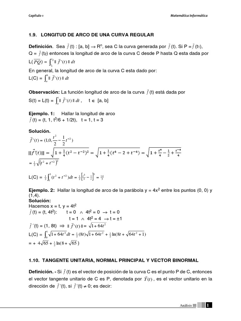 Clase 3 Analisis III | PDF | Curva | Vector Euclidiano