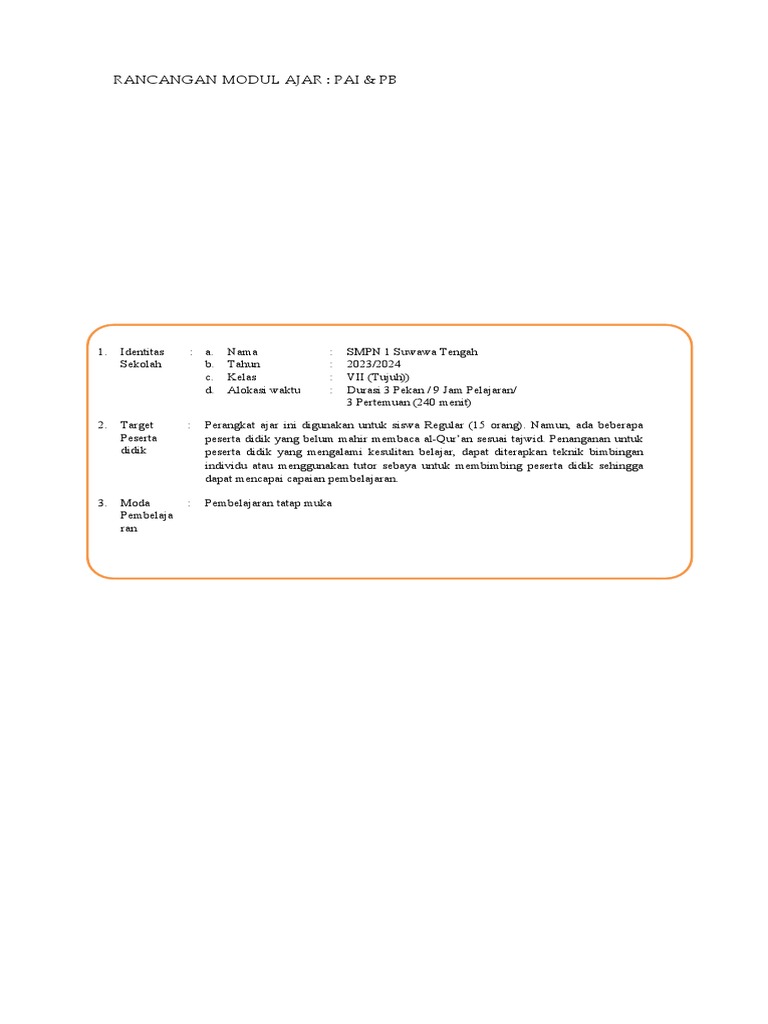 Rancangan Modul Ajar Fase D Kls 7 Kelompok 1 | PDF
