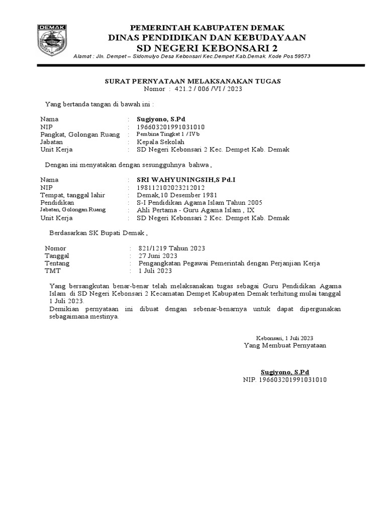 SPMT Sri Wahyuningsih 1 Juli 2023 | PDF