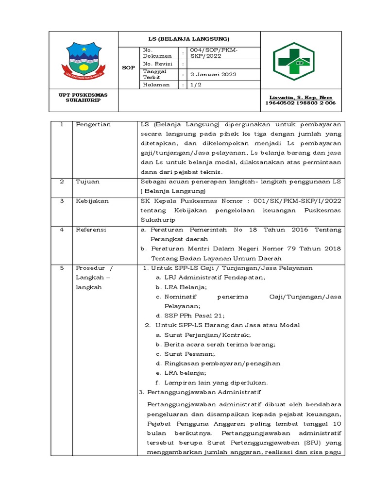 SOP LS (Belanja Langsung) | PDF