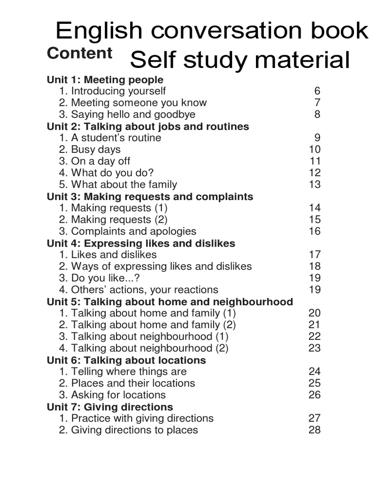 Conversation Book Pdf Workweek And Weekend Foods