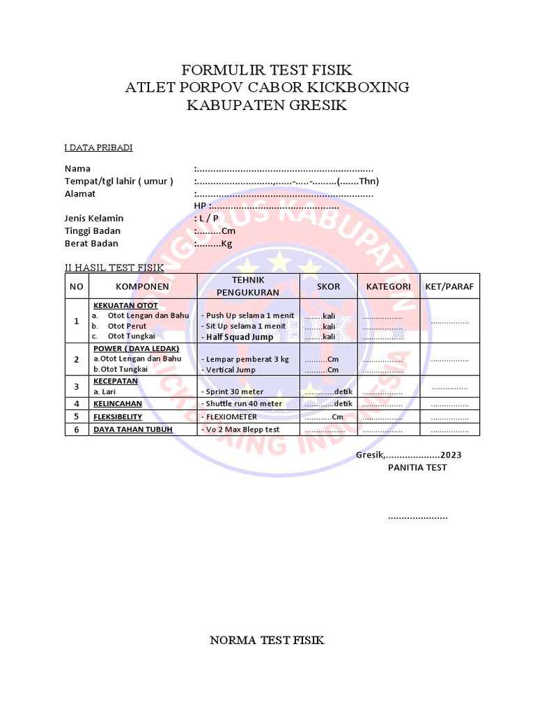 Formulir Test Fisik | PDF