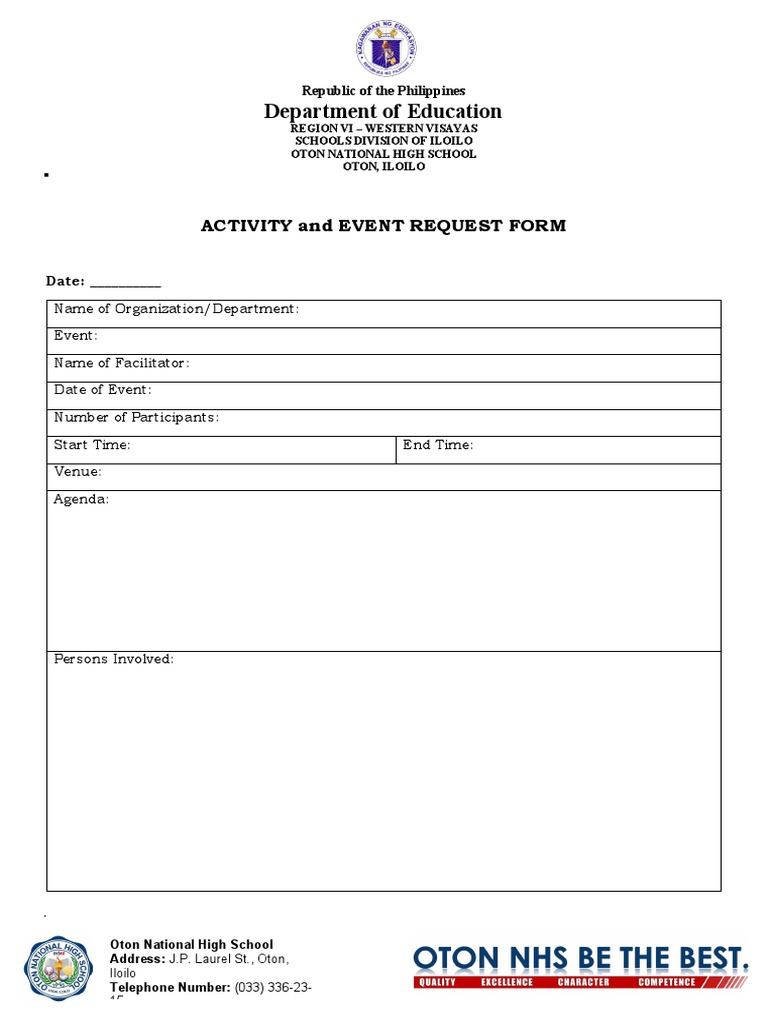 Activity Request Form for Events | PDF