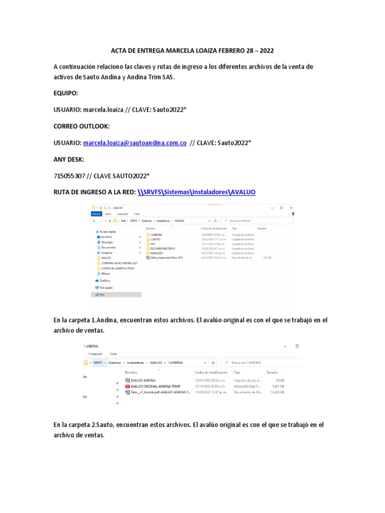 Acta de Entrega Marcela Loaiza Febrero 24-2022 | PDF