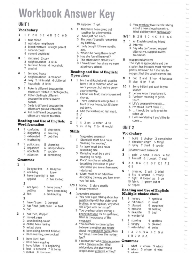 TARGET Cambridge English First WB Answers | PDF