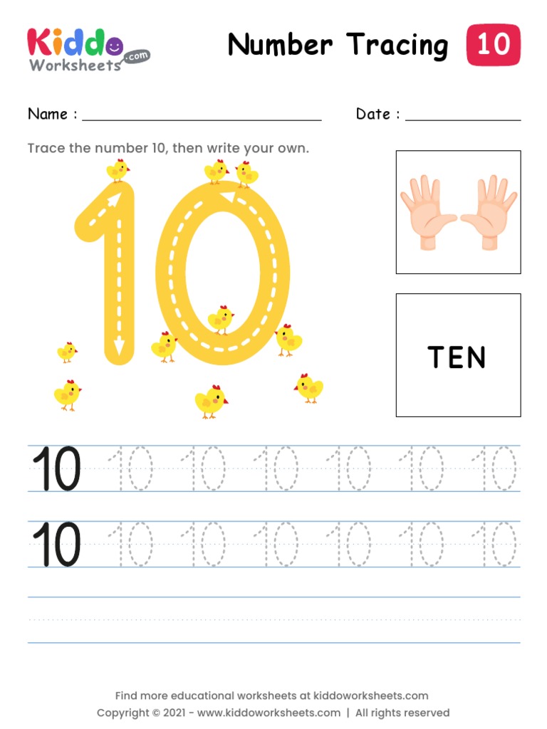 Number 10 Tracing Worksheet | PDF | Career & Growth