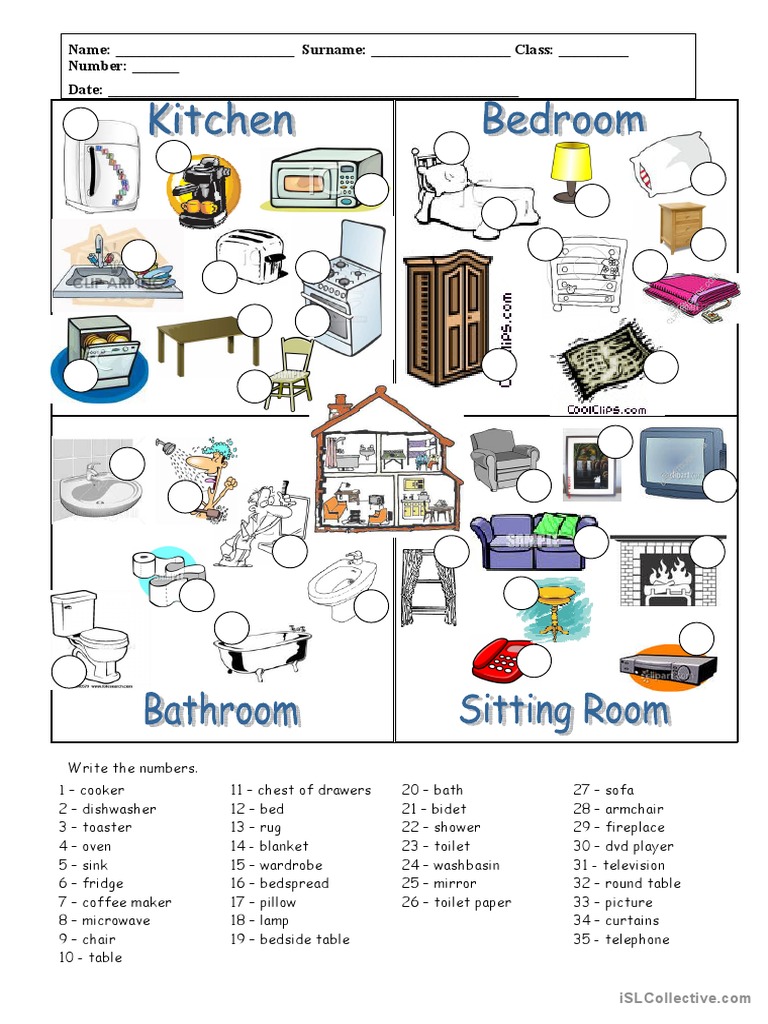 Rooms and Furniture Vocabulary Worksheet | PDF | Home & Garden