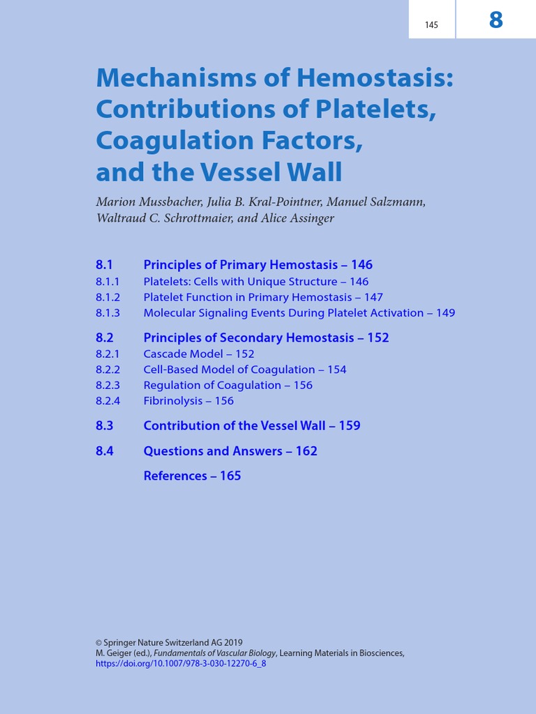 Mechanisms of Hemostasis - Contributions of Platelets, Coagulation ...