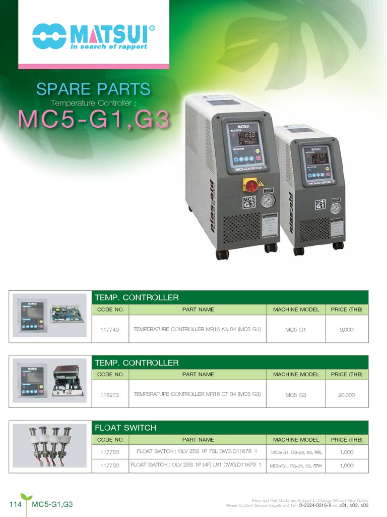 AW - MC5-G1 Spare Parts List | PDF | Materials | Electrical Engineering
