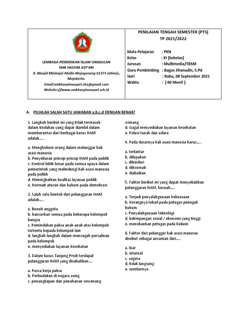 Soal PTS PKN Xi Fix | PDF