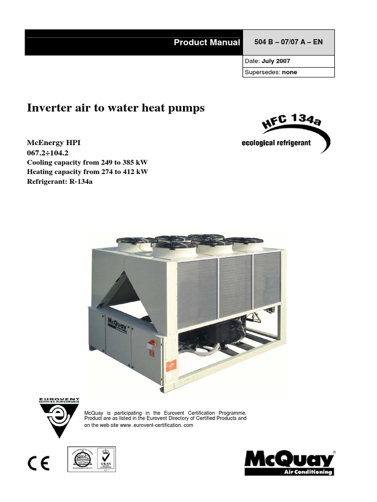 McQuay McEnergy HPI Technical Manual Eng | PDF | Heat Exchanger | Air ...