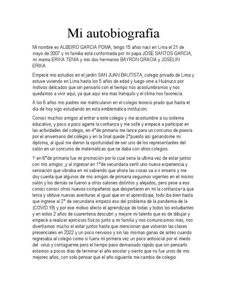 Mi Autobiografía | PDF