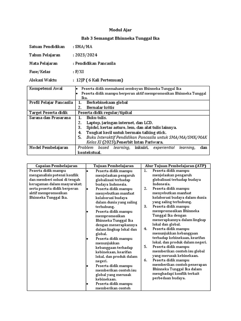 Modul Ajar XI Bab 3 | PDF