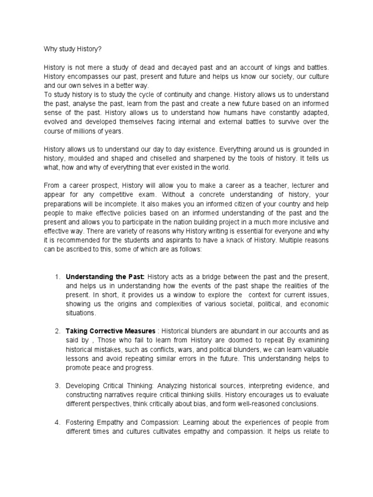 Why Study History | PDF | Critical Thinking | Civic Engagement