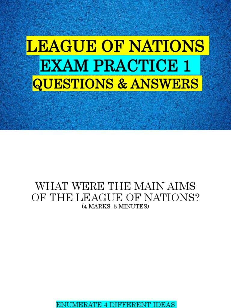 League of Nations Exam Practice 1: Questions & Answers | Download Free ...