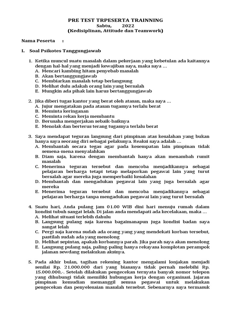 Pretest Training Pdf