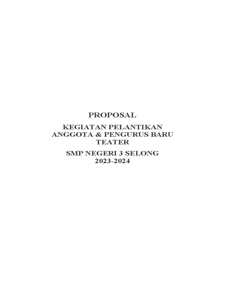 Proposal Outdoor Study (Pelantikan Anggota Baru Ekstrakurikuler Teater SMP Negeri 3 Selong) | PDF