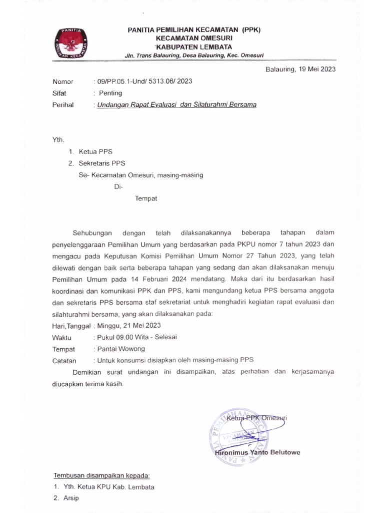 Undangan Evaluasi PPS | PDF