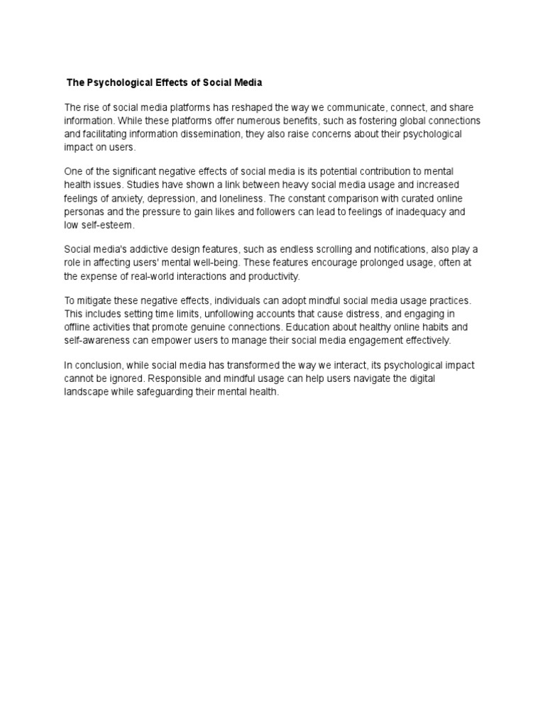 Social Media's Psychological Impact | PDF