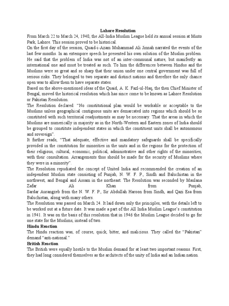 Pak Studies Notes Pdf Partition Of India Muhammad Ali Jinnah
