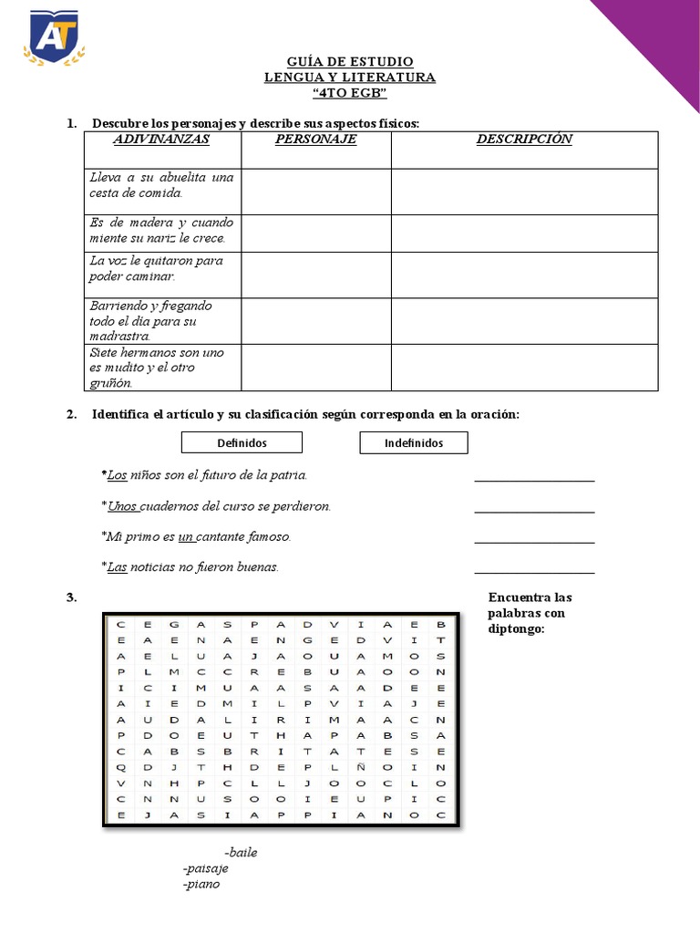Guía de Estudio - Lenguaje 4to | PDF