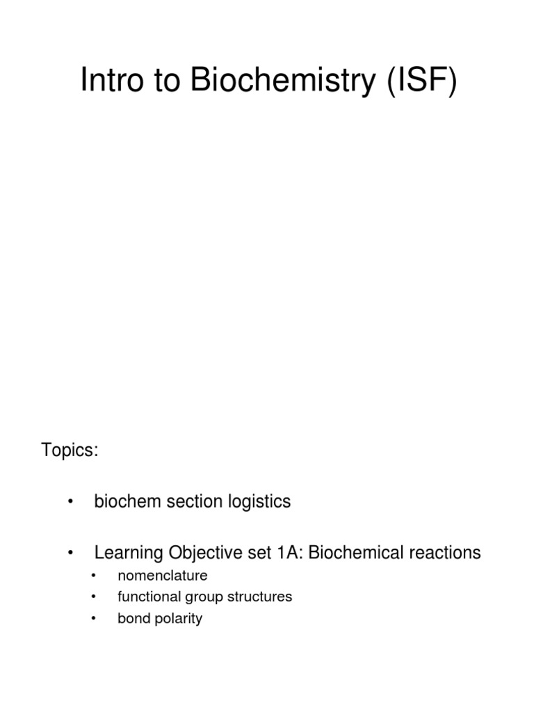 1A Biochem Intro Slides | PDF