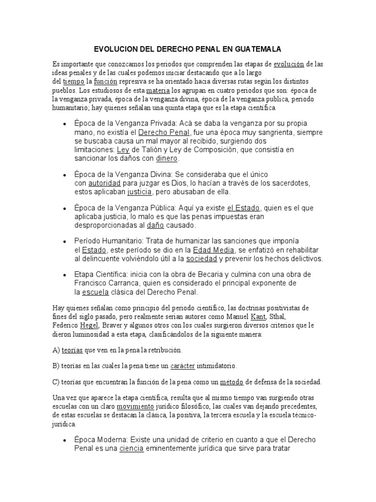 Evolucion Del Derecho Penal en Guatemala | PDF | Derecho penal | Guatemala Evolucion Del Derecho Penal en Guatemala | PDF | Derecho penal | Guatemala