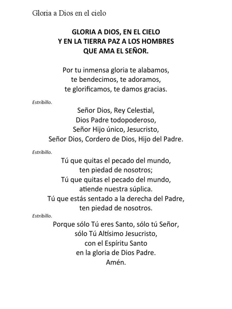 Gloria a Dios en el Cielo y en la Tierra | PDF