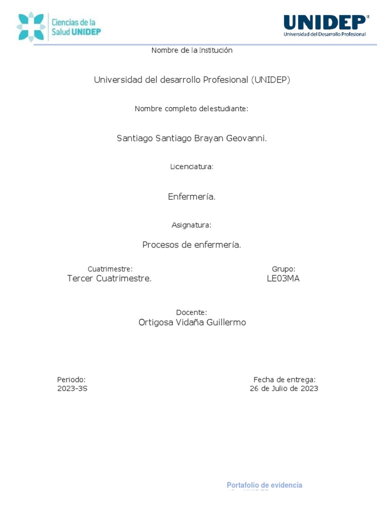 Portafolio de Evidencias de Procesos de Enfermeria 2DO Parcial BRAYAN ... Portafolio de Evidencias de Procesos de Enfermeria 2DO Parcial BRAYAN ...
