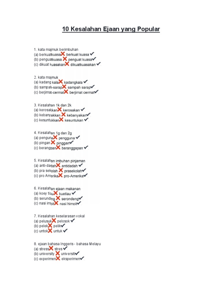 Nota Kesalahan Ejaan | PDF