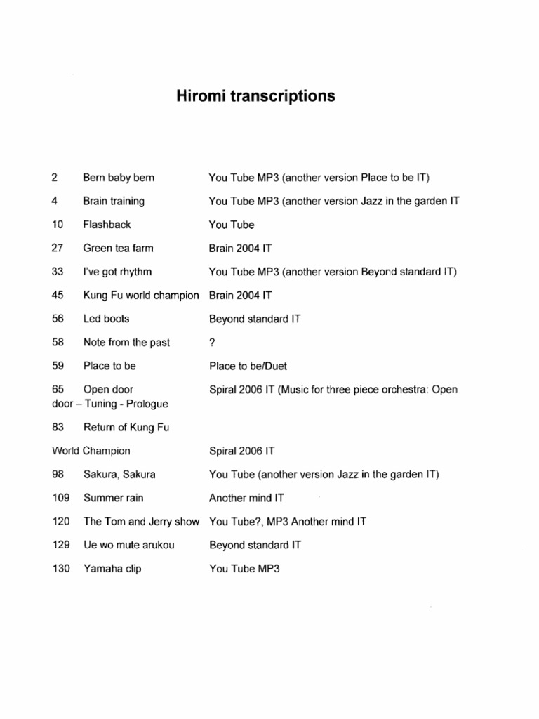Hiromi Uehara Transcriptions | PDF