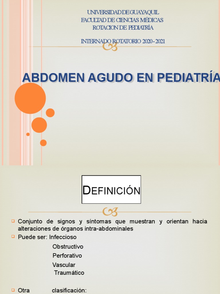 Abdomen Agudo en Pediatría: Diagnóstico y Tratamiento | PDF ...