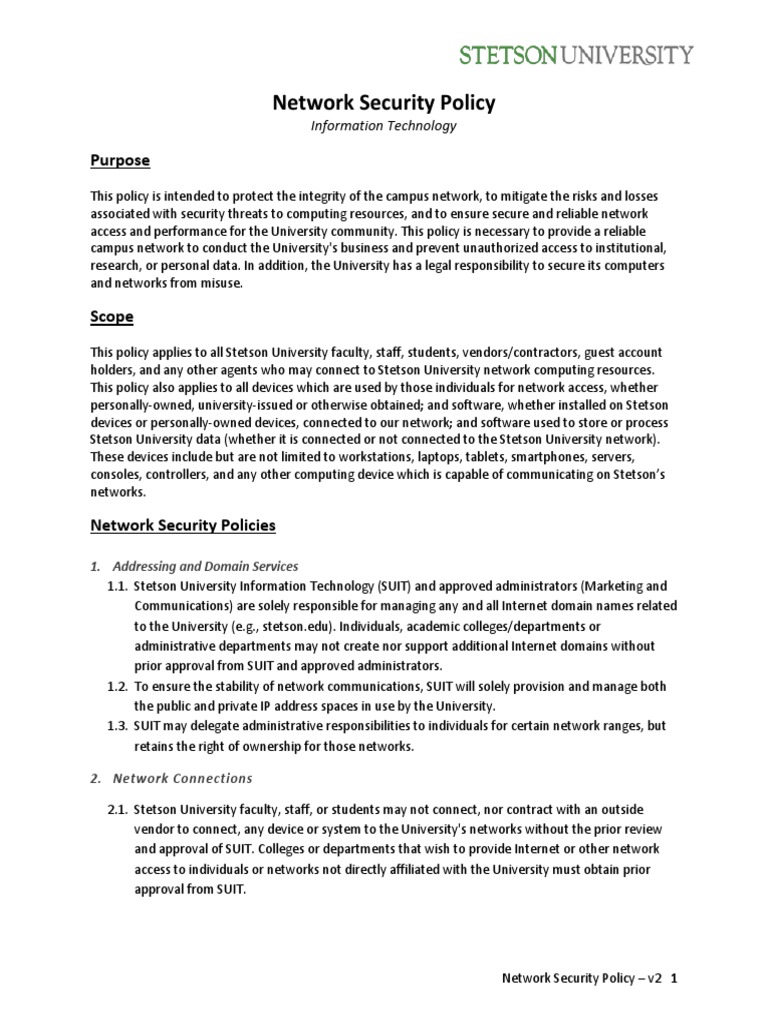 IT Policy - Network Security Policy | Download Free PDF | Computer Network | Security